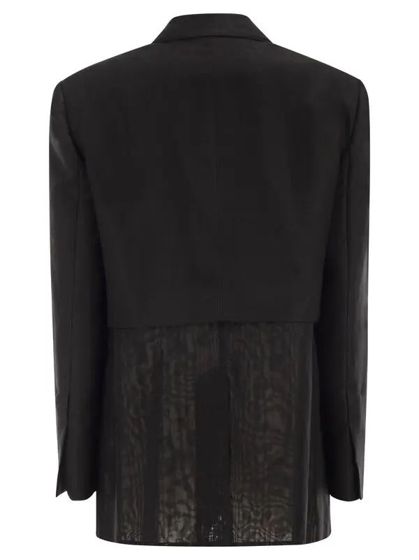 Brunello Cucinelli Single-breasted Viscose And Linen Jacket With Transparent Insert
