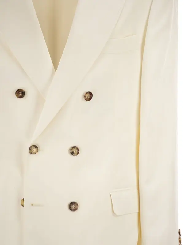 Brunello Cucinelli Double-breasted Jacket In Silk And Linen