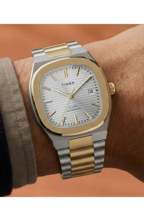 Timex® E Line Automatic Bracelet Watch - Silver/blue