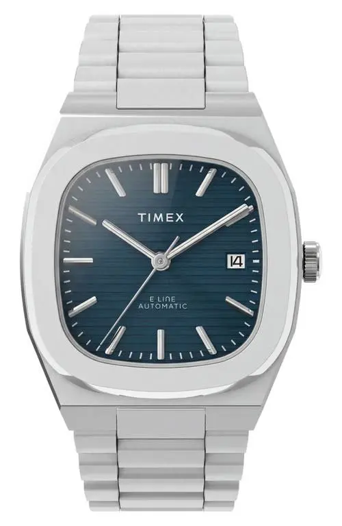 Timex® E Line Automatic Bracelet Watch - Silver/blue