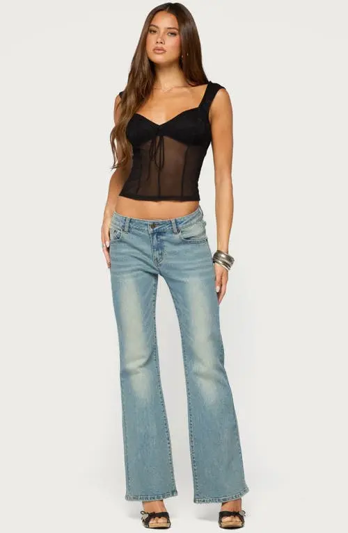 EDIKTED Uli Sheer Mesh Wide Strap Top