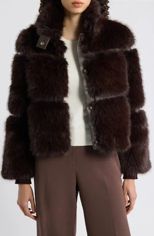 Elie Tahari The Yael Faux Fur Coat - Chocolate