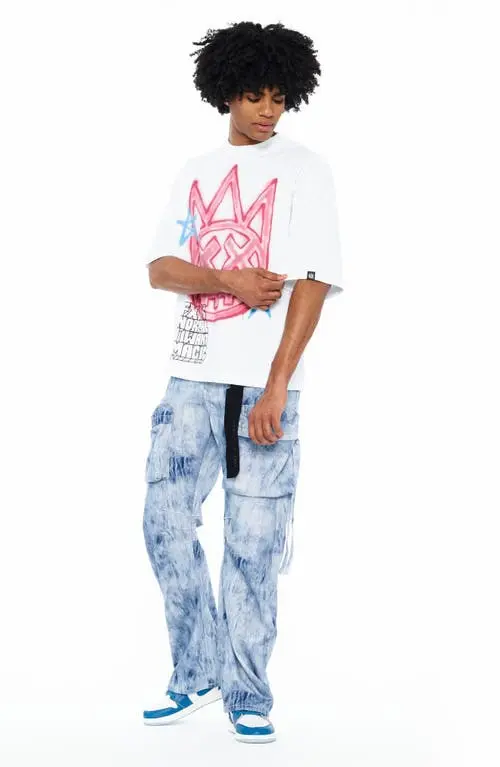 CULT OF INDIVIDUALITY Grunge Baggy Fit Cargo Jeans - Cloud