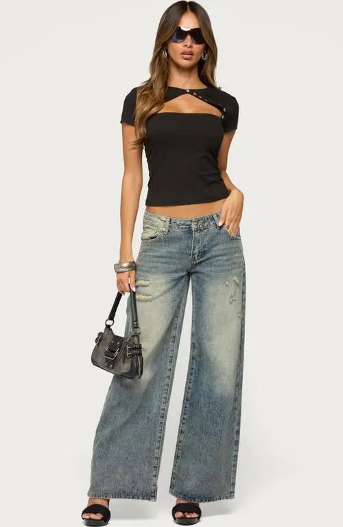 EDIKTED Mania Cutout Button Top