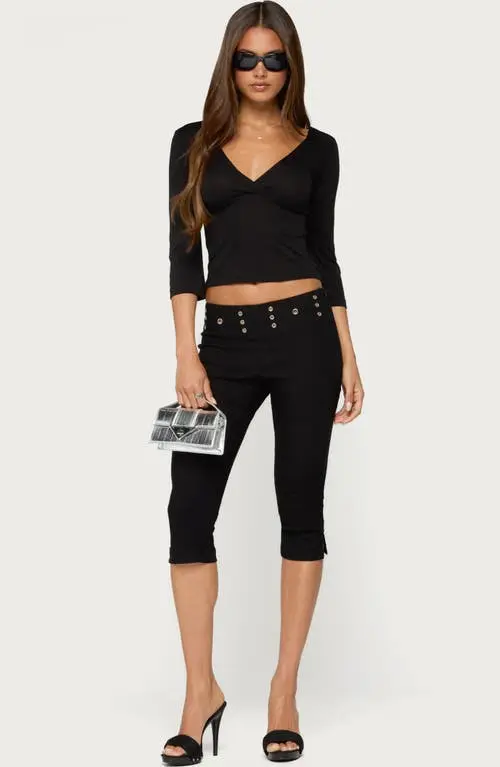 EDIKTED Mar V-neck Top - Black