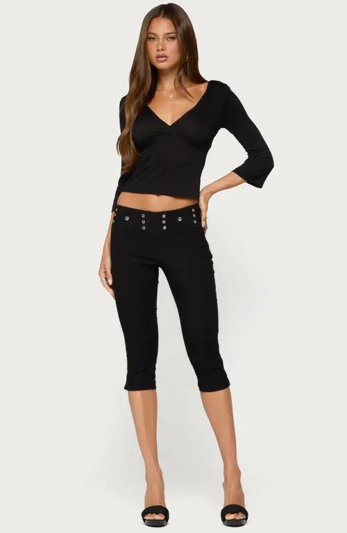 EDIKTED Mar V-neck Top - Black
