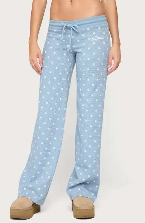 EDIKTED Dilly Polka Dot Waffle Pants - Blue