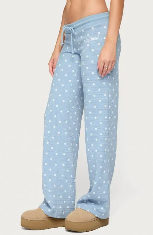 EDIKTED Dilly Polka Dot Waffle Pants