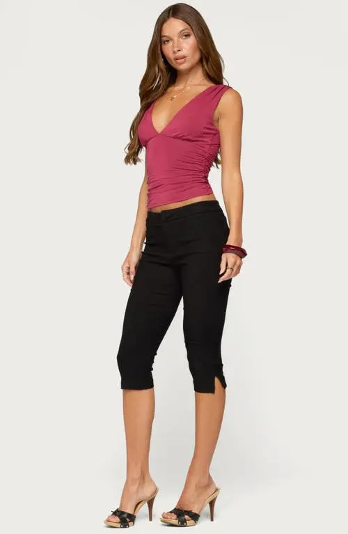 EDIKTED Boba Ruched V-neck Tank Top