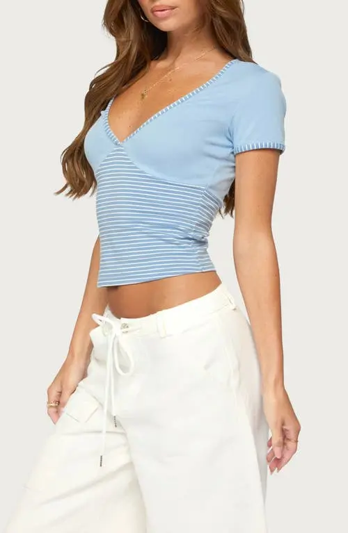 EDIKTED Yanel Striped V-neck T-shirt