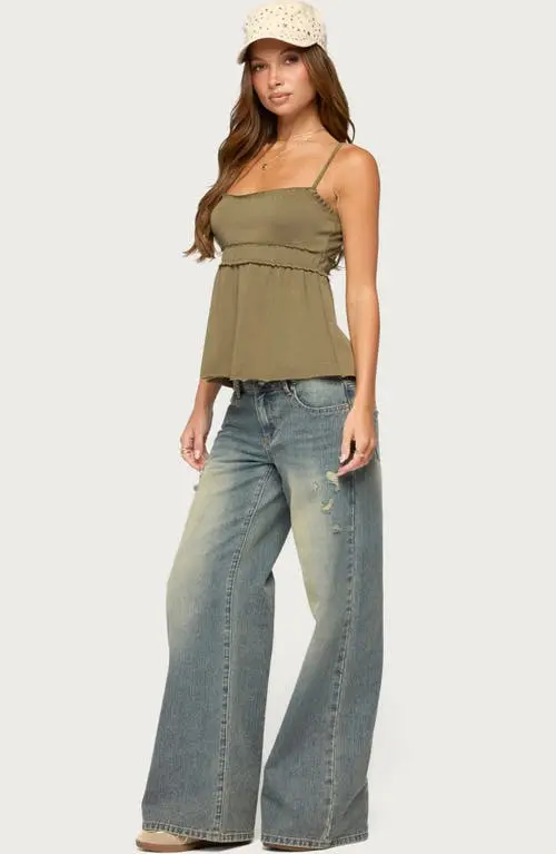 EDIKTED Zepher Lettuce Trim Camisole - Olive
