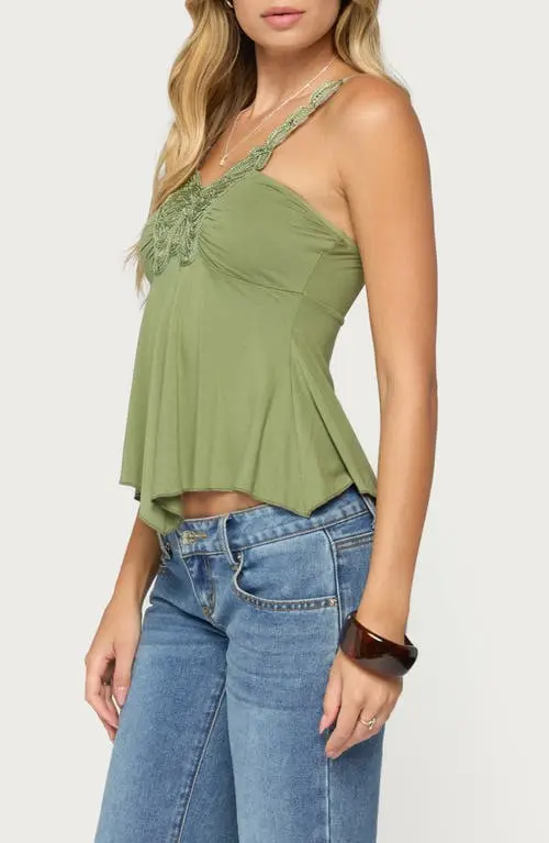 EDIKTED Rania Sequin Butterfly Handkerchief Hem Tank