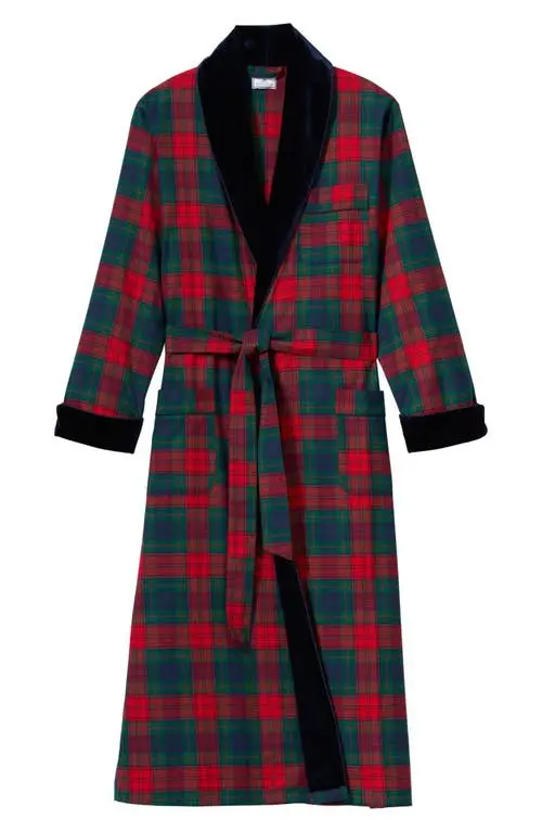 PETITE PLUME Velvet Trim Cotton Twill Robe