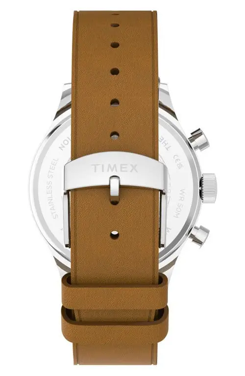 Timex® Weekender Chronograph Leather Strap Watch
