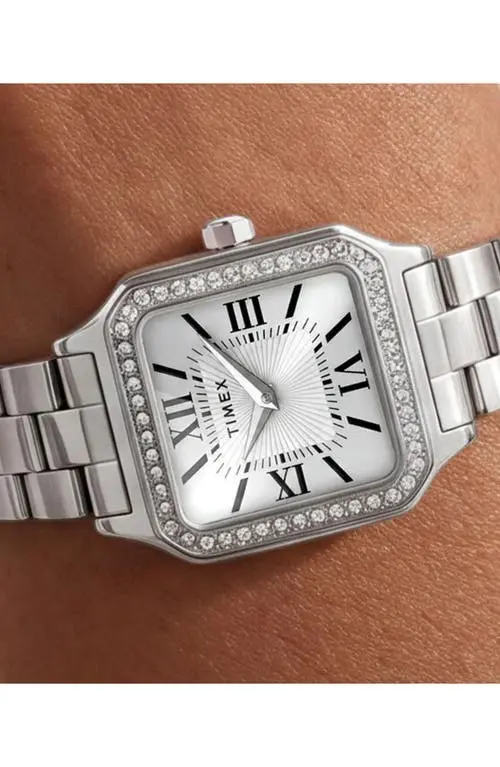Timex® Addison Crystal Bezel Bracelet Watch - Silver