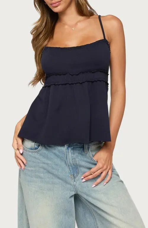 EDIKTED Zepher Lettuce Trim Camisole - Navy