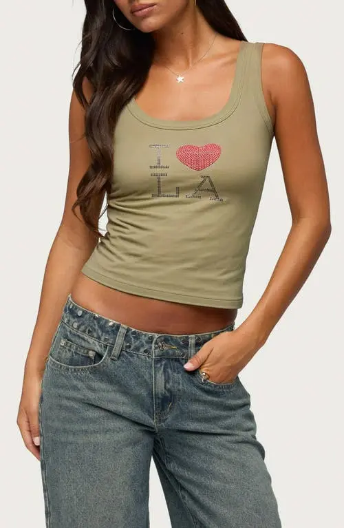 EDIKTED I Heart La Rhinestone Tank Top