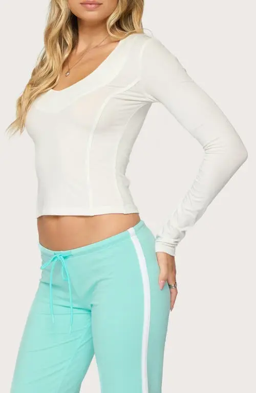 EDIKTED Sali V-neck Long Sleeve Crop Top