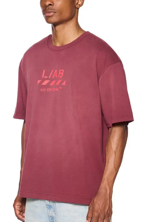 L/AB C/O OFF-WHITE Diag Garment Wash Graphic T-shirt - Red Dahlia