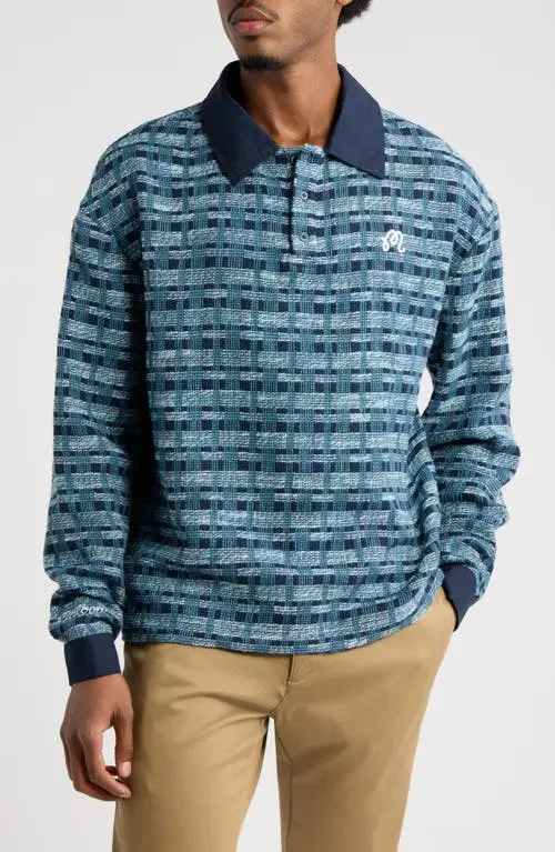MALBON Wabi Long Sleeve Polo - Navy