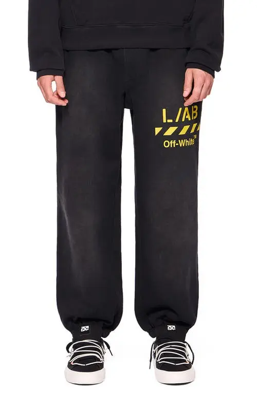 L/AB C/O OFF-WHITE Diag Garment Cotton Washed Joggers - Black