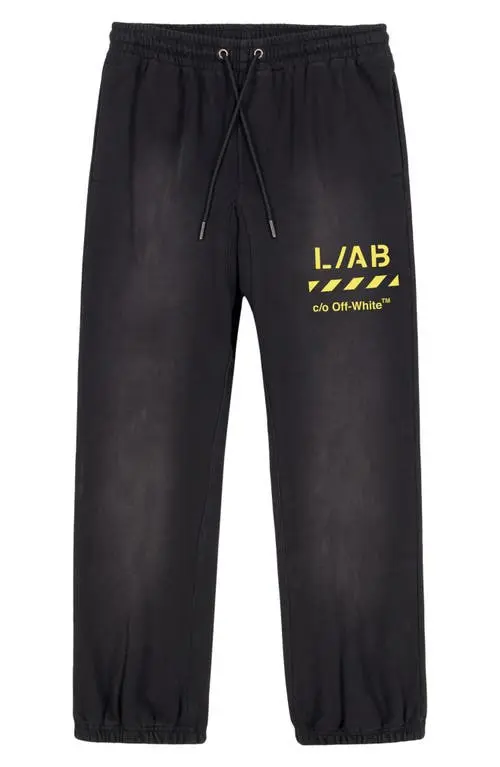 L/AB C/O OFF-WHITE Diag Garment Cotton Washed Joggers - Black