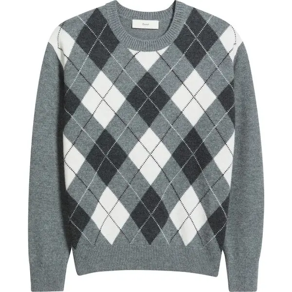 DUNST Gender Inclusive Argyle Wool Crewneck Sweater