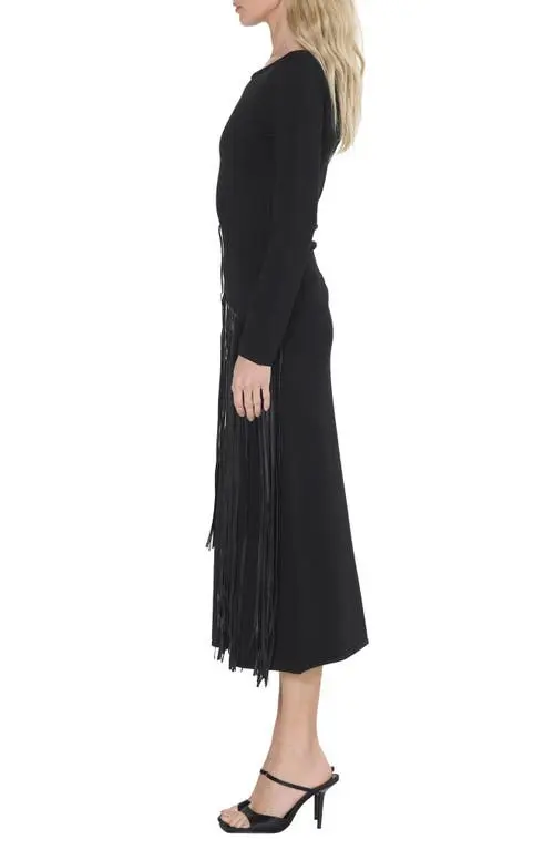 CIEBON Jessica Fringe Long Sleeve Midi Dress