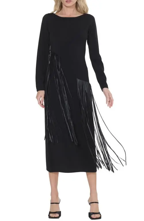 CIEBON Jessica Fringe Long Sleeve Midi Dress