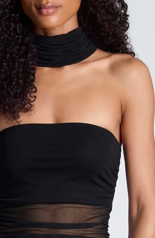 KENNETH COLE COLLECTION Scarf Neck Illusion Lace Body-con Midi Dress