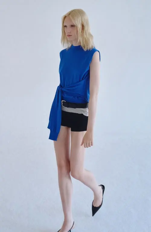 Mango Cotton Knit Knot Detail Vest - Blue