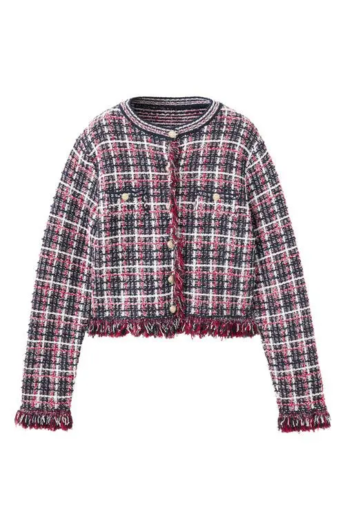 Mango Menton Plaid Crewneck Jacket