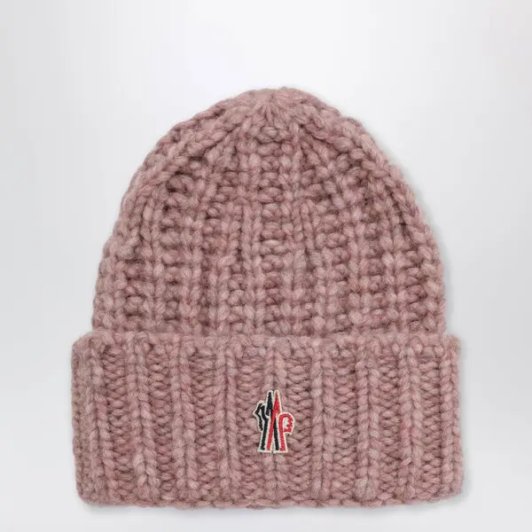 Moncler Cherry Ribbed Beanie In Alpaca Blend - Pink