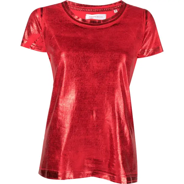MADISON MAISON Metallic Coated Cotton T-shirt - Red/red
