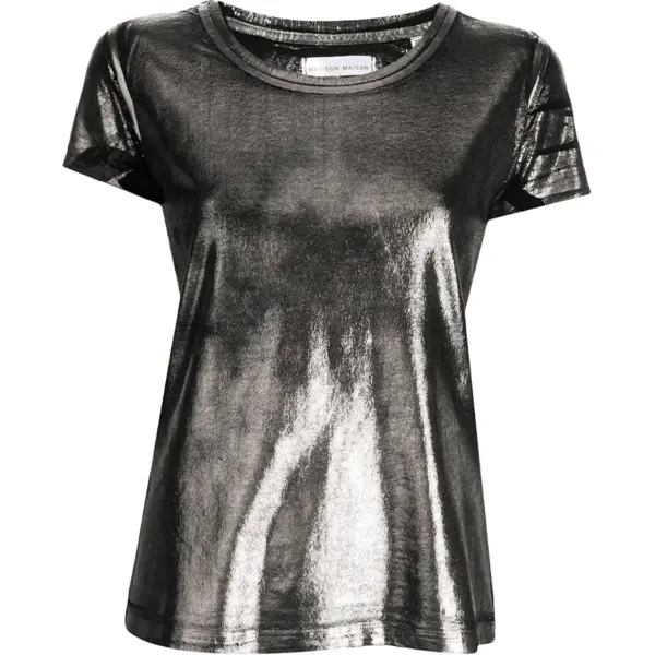 MADISON MAISON Metallic Coated Cotton T-shirt - Silver