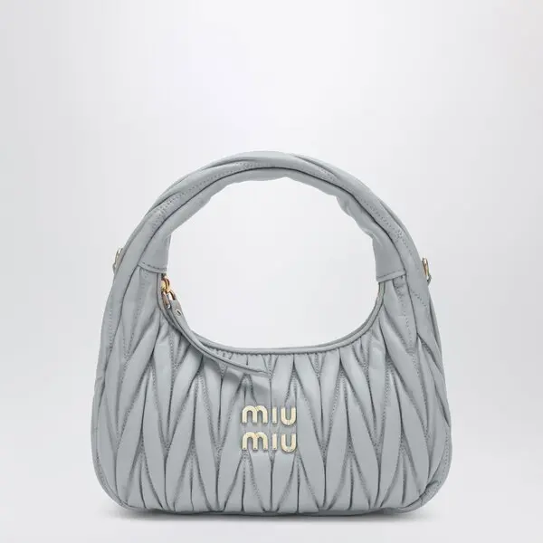 Miu Miu Small Perla Miu Wander Bag In Matelasse Leather - Gray