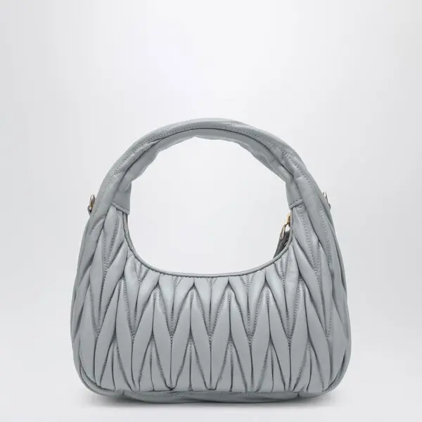 Miu Miu Small Perla Miu Wander Bag In Matelasse Leather - Gray