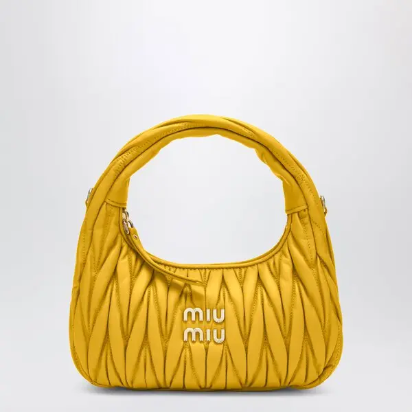 Miu Miu Small Miu Wander Bag In Matelasse Leather - Yellow