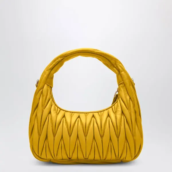 Miu Miu Small Miu Wander Bag In Matelasse Leather - Yellow