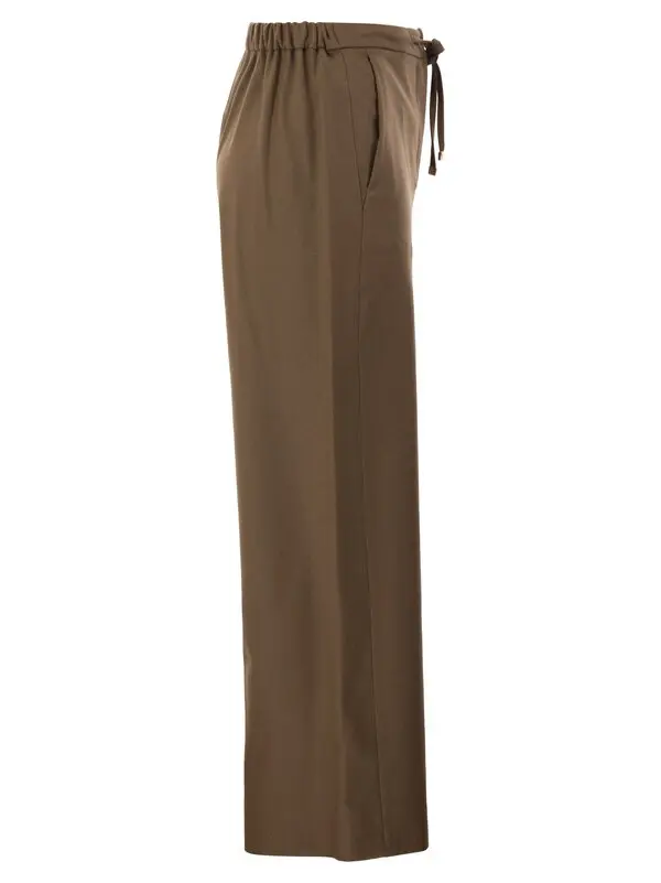 Max Mara Smmfloria Virgin Wool Stretch Trousers With Drawstring Waist