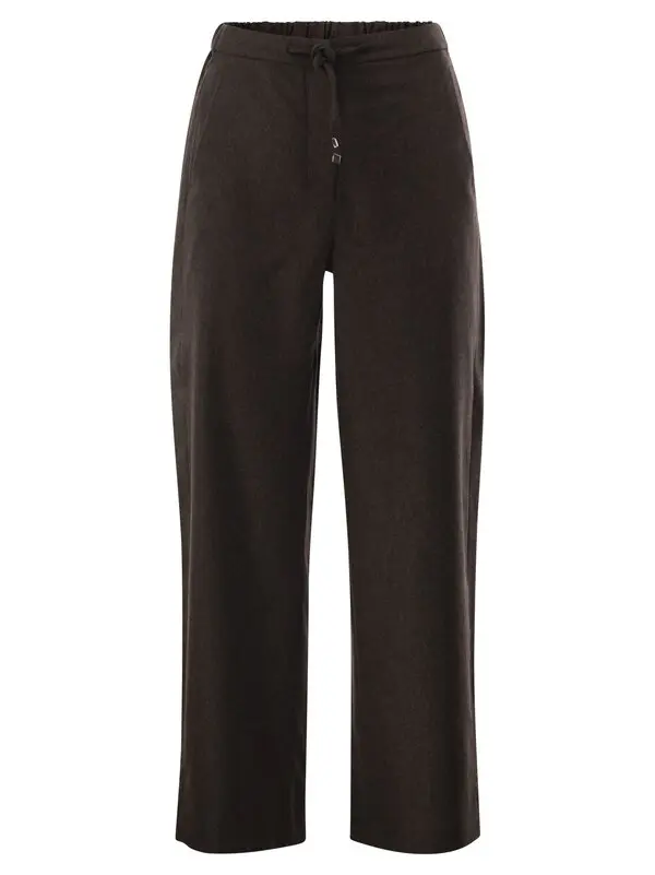 Max Mara Smmfloria Virgin Wool Stretch Trousers With Drawstring Waist - Brown