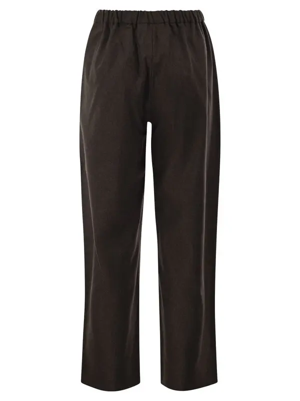 Max Mara Smmfloria Virgin Wool Stretch Trousers With Drawstring Waist - Brown