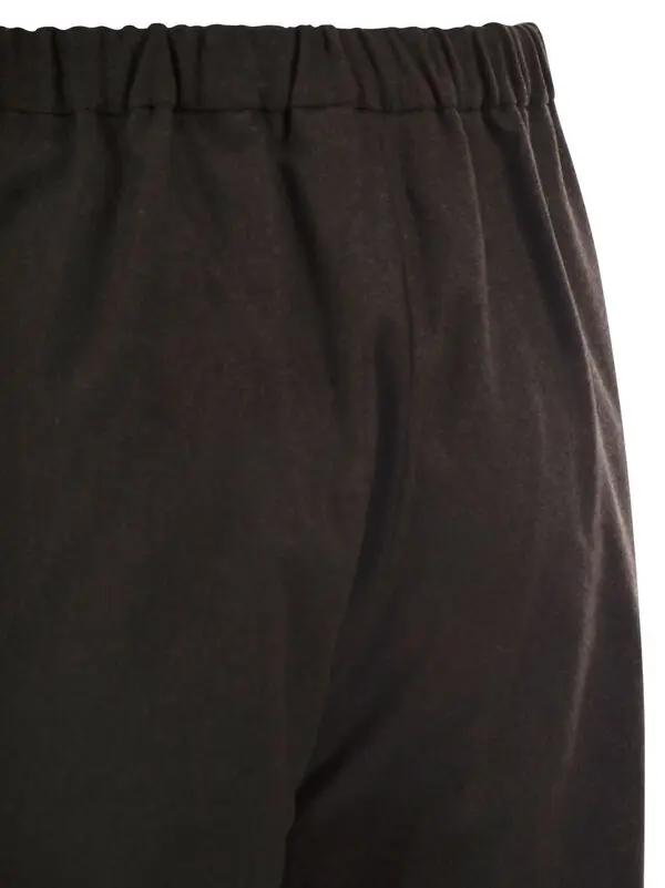 Max Mara Smmfloria Virgin Wool Stretch Trousers With Drawstring Waist - Brown