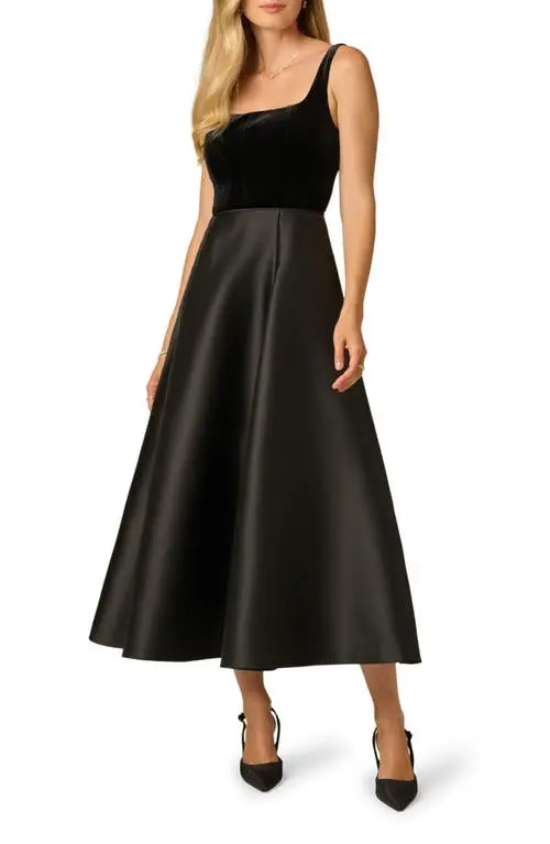 Adrianna Papell Sleeveless Velvet Mikado Gown - Black