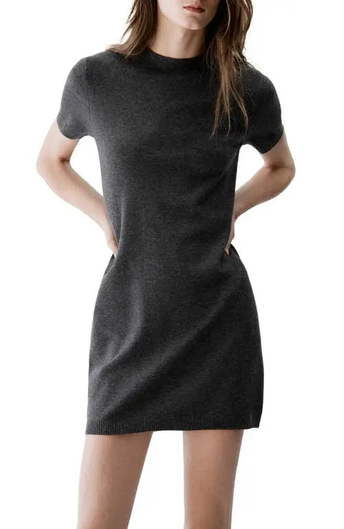 Mango Nekanu Crewneck Fine Knit Minidress - Charcoal