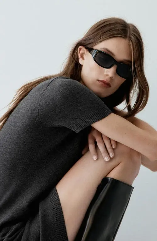 Mango Nekanu Crewneck Fine Knit Minidress - Charcoal