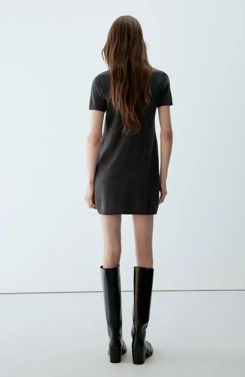 Mango Nekanu Crewneck Fine Knit Minidress - Charcoal