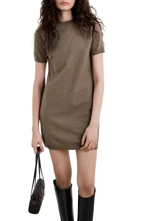 Mango Nekanu Crewneck Fine Knit Minidress - Medium Brown
