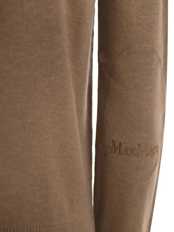 Max Mara Smmallegra Pure Wool Roll-neck Jumper With Logo Elbow Patches - Brown