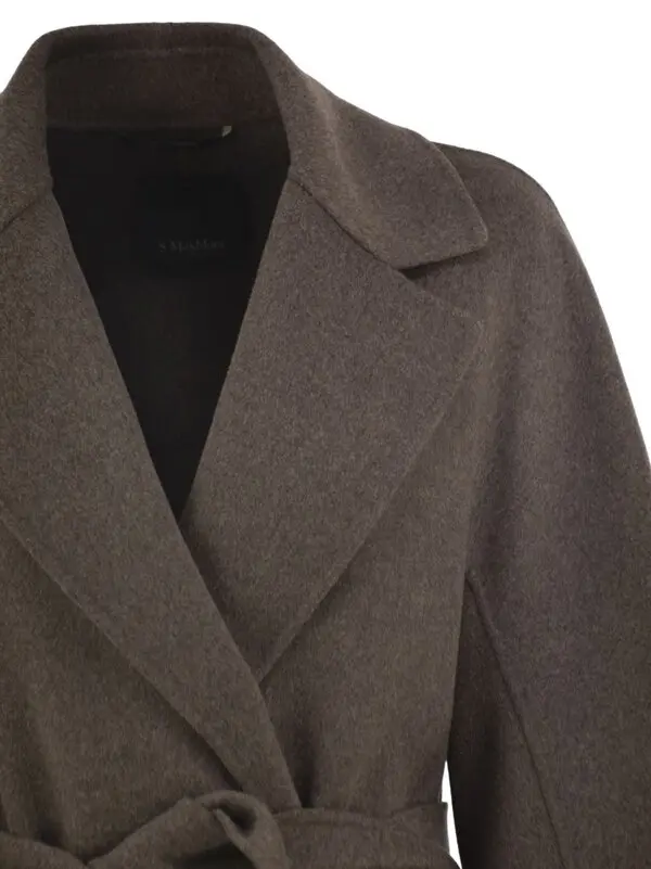 Max Mara Smmpeonie Pure Virgin Wool Coat With Integrated Scarf - Brown